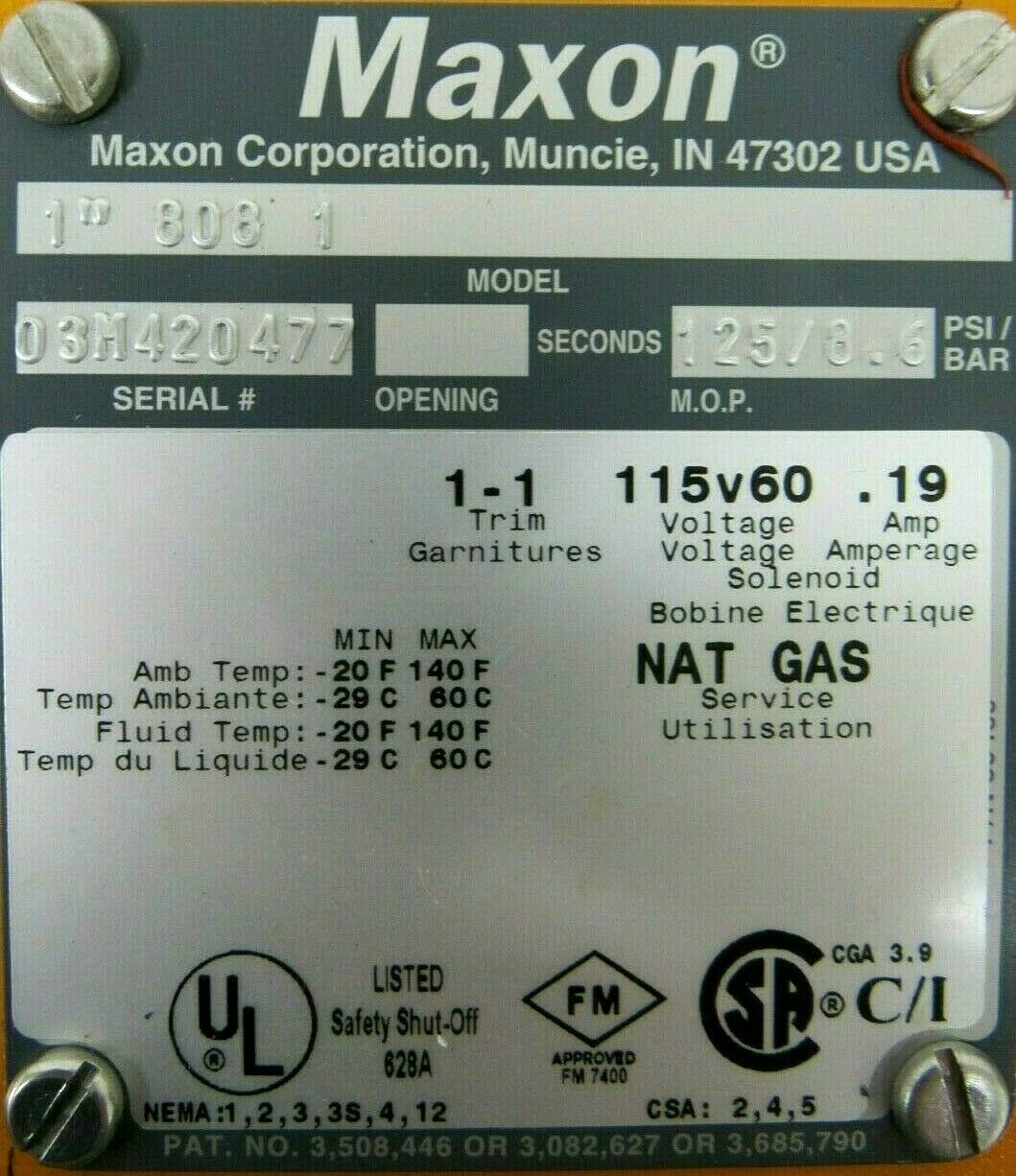 NEW MAXON 808-1 SHUT-OFF VALVE 8081 1" - SB Industrial Supply, Inc.