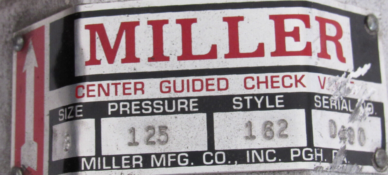 NEW MILLER 3" CHECK VALVE STLYE 162 - SB Industrial Supply, Inc.