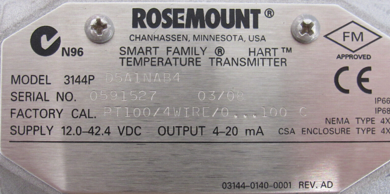 NEW ROSEMOUNT 3144P-D5A1NAB4 TEMPERATURE TRANSMITTER 3144PD5A1NAB4 - SB ...