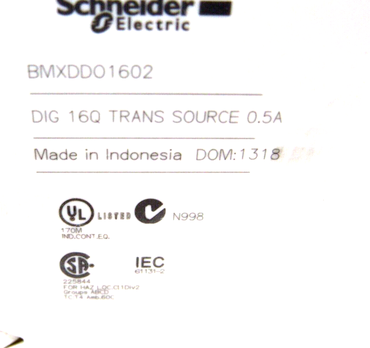 NEW SCHNEIDER ELECTRIC BMXDDO1602 I/O MODULE - SB Industrial Supply, Inc.