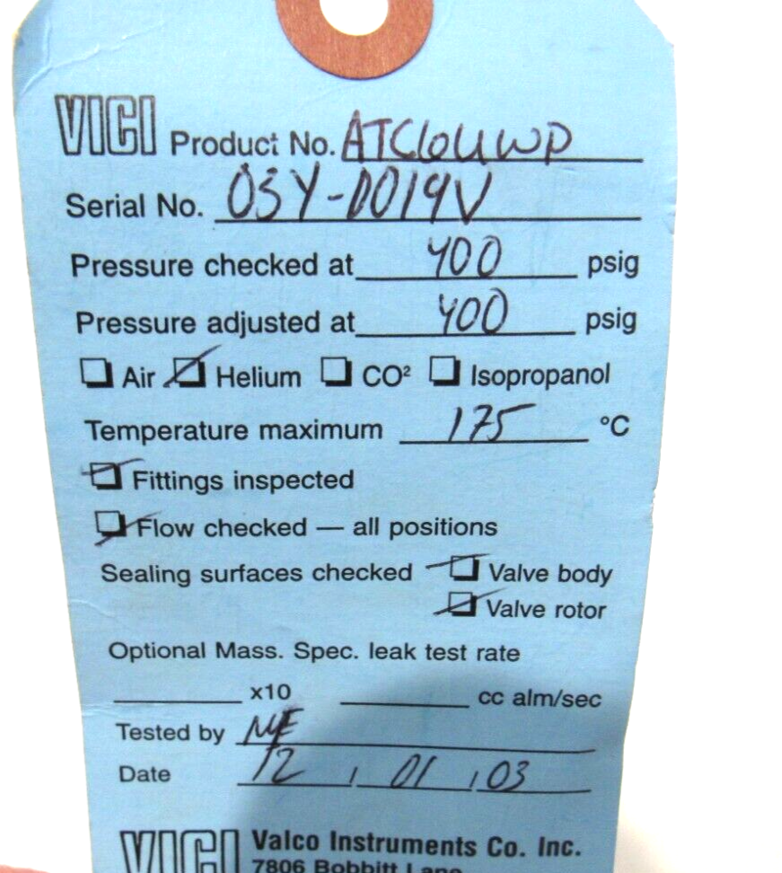 NEW VALCO INSTRUMENT ATC6UWP VALVE VICI AT60 - SB Industrial Supply, Inc.