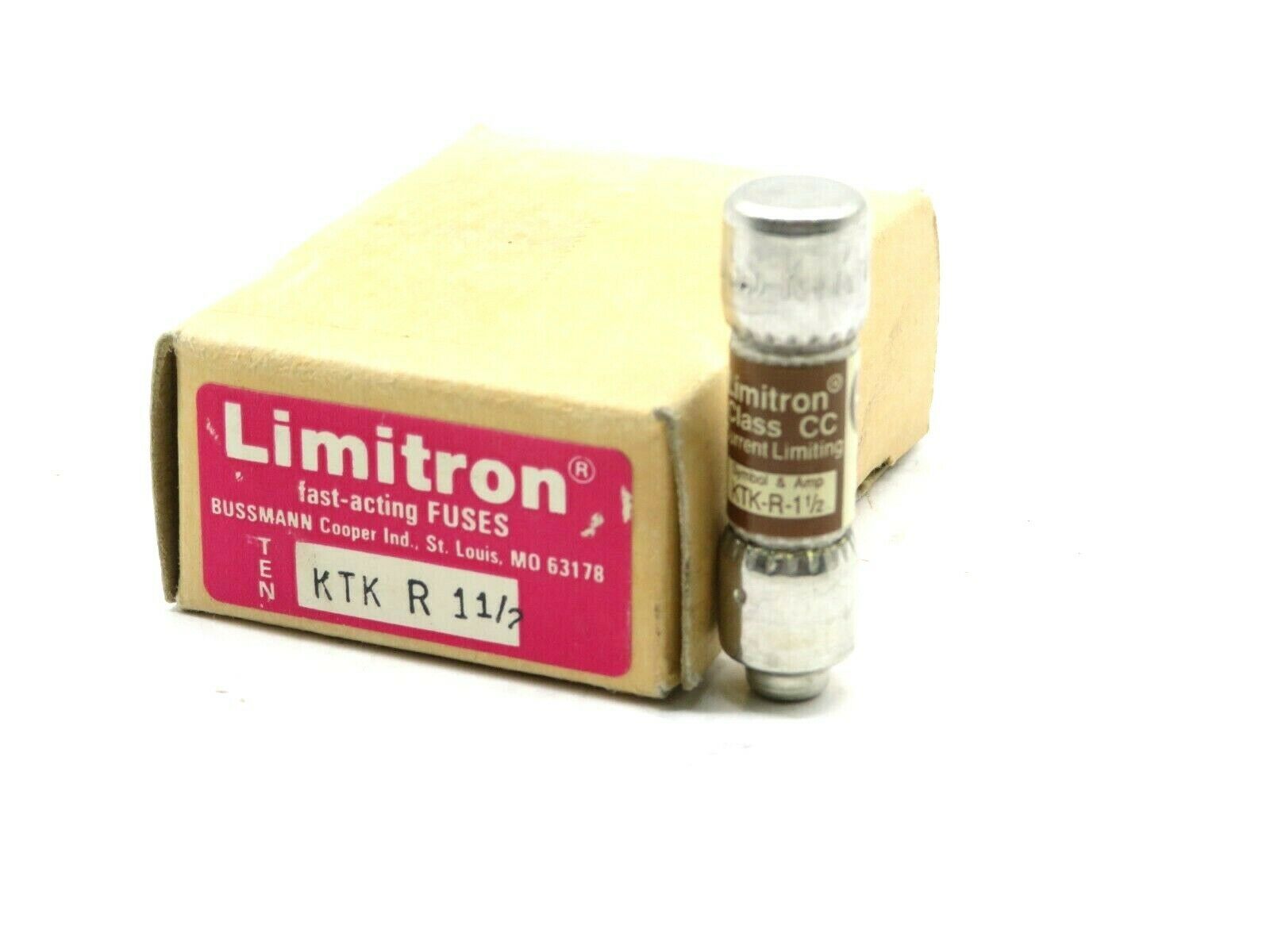 10 NEW LIMITRON BUSSMANN KTK-R-1-1/2 FUSES CLASS CC KTKR112 - SB ...
