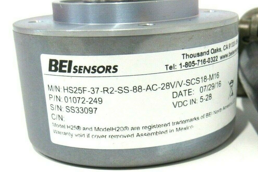 NEW BEI SENSORS HS25F-37-R2-SS-88-AC-28V /V-SCS18-MI6 ENCODER 01072-249 ...