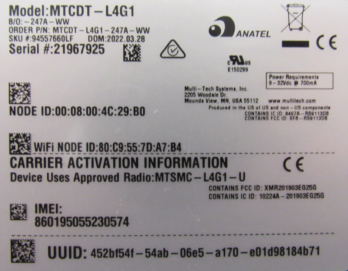 NEW MULTITECH MTCDT-L4G1-247A-WW GATEWAY MTCDTL4G1247AWW - SB ...