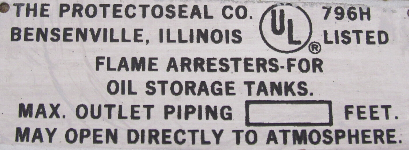 NEW PROTECTOSEAL 796H STORAGE TANK FLAME ARRESTOR 4" - SB Industrial ...