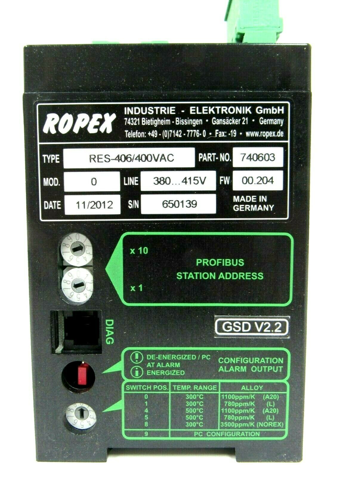 NEW ROPEX RES-406/400VAC CONTROLLER 740603 RES406400VAC - SB Industrial ...