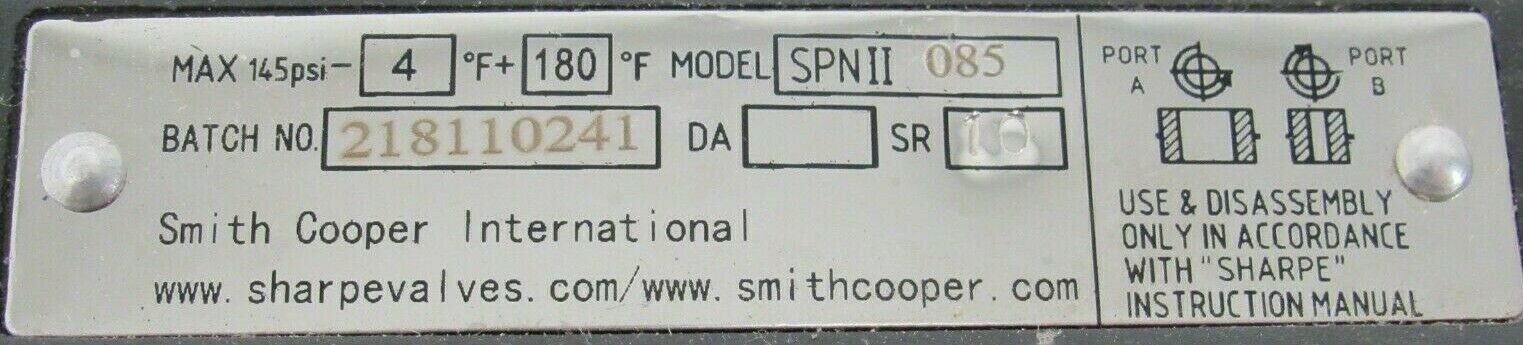 NEW SHARPE SPNII-085 ACTUATOR VALVE ACCUTRAK 2004 3/4" FLANGED ...