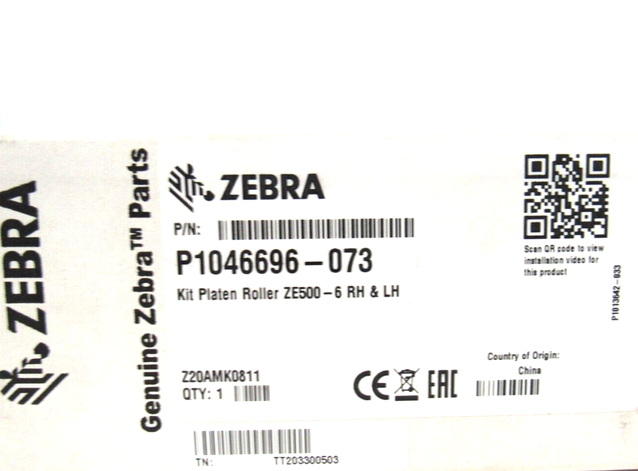 NEW ZEBRA P1046696-073 PLATEN ROLLER P1046696073 - SB Industrial Supply ...