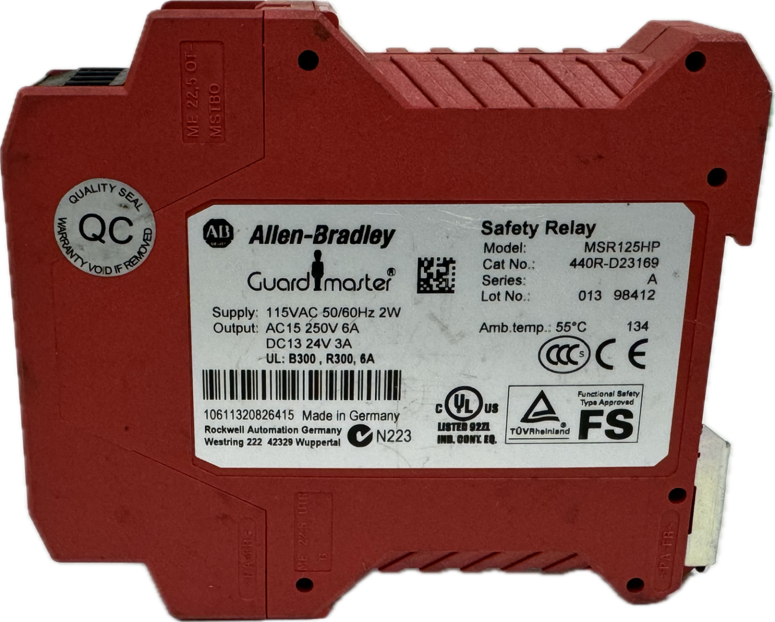 USED ALLEN BRADLEY 440R-D23169 SAFETY RELAY 115VAC 50/60HZ MSR125HP ...