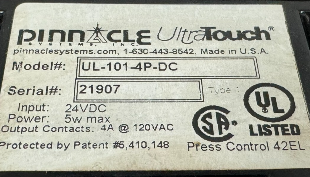 USED PINNACLE SYSTEMS UL-101-4P-DC SAFETY SWITCH 24VDC5W - SB ...