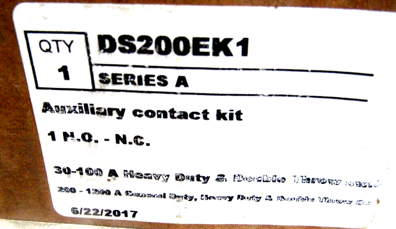 NEW CUTLER HAMMER DS200EK1 AUXILLIARY CONTACT KIT SERIES A 1031GH89 ...