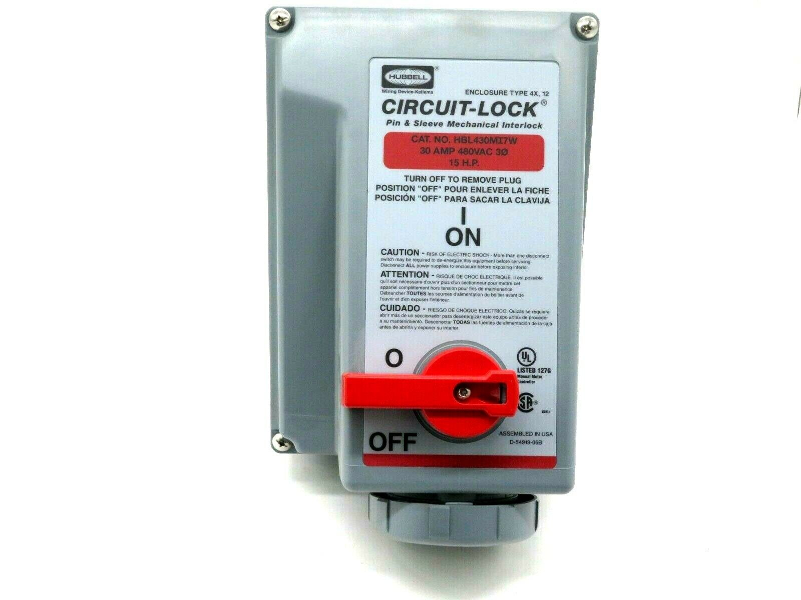 NEW HUBBELL HBL430MI7W PIN AND SLEEVE RECEPTACLE 3POLE - SB Industrial ...