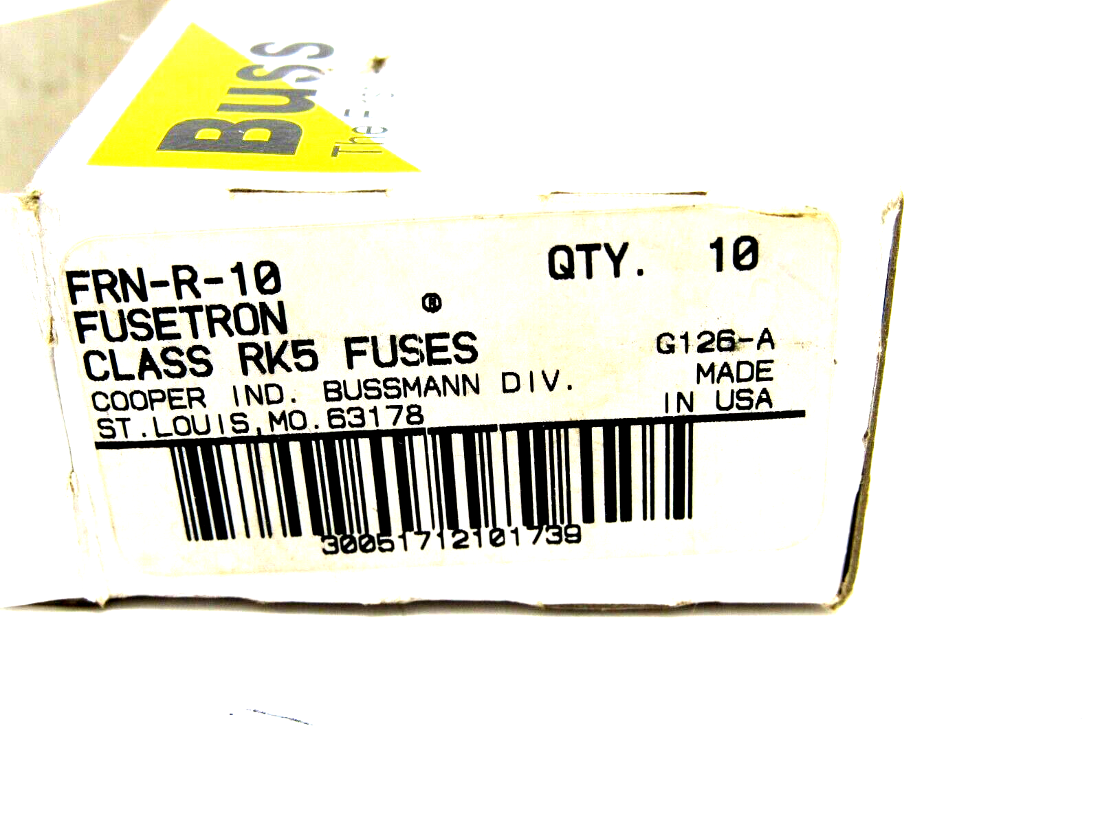 NEW LOT OF 10 BUSSMANN FUSETRON FRN-R-10 FUSES FRNR10 - SB Industrial ...