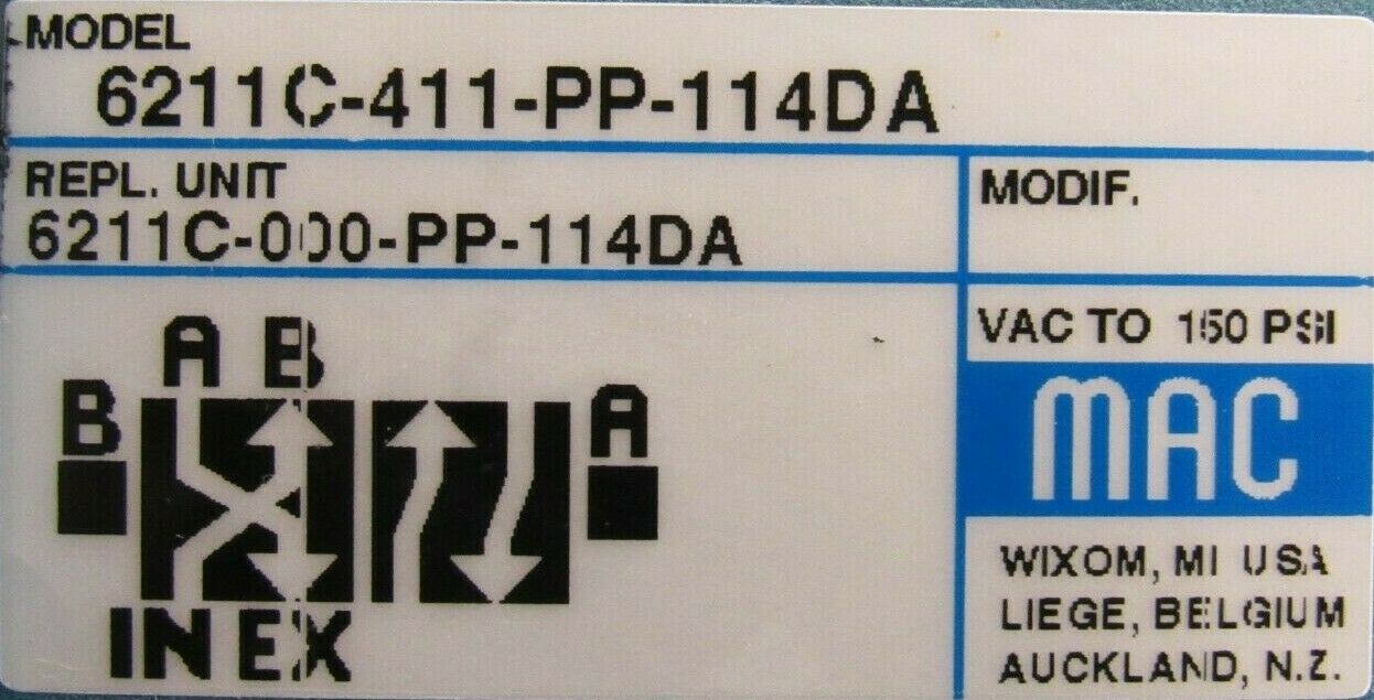 NEW MAC VALVES 6211C-411-PP-114DA SOLENOID VALVE 6211C411PP114DA 17900 ...