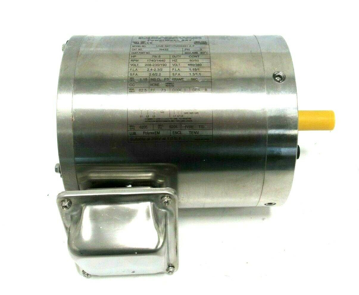 NEW MARATHON N432 MOTOR 3/4HP 1740RPM 208-230/190V 5/8" DIA. UVE ...