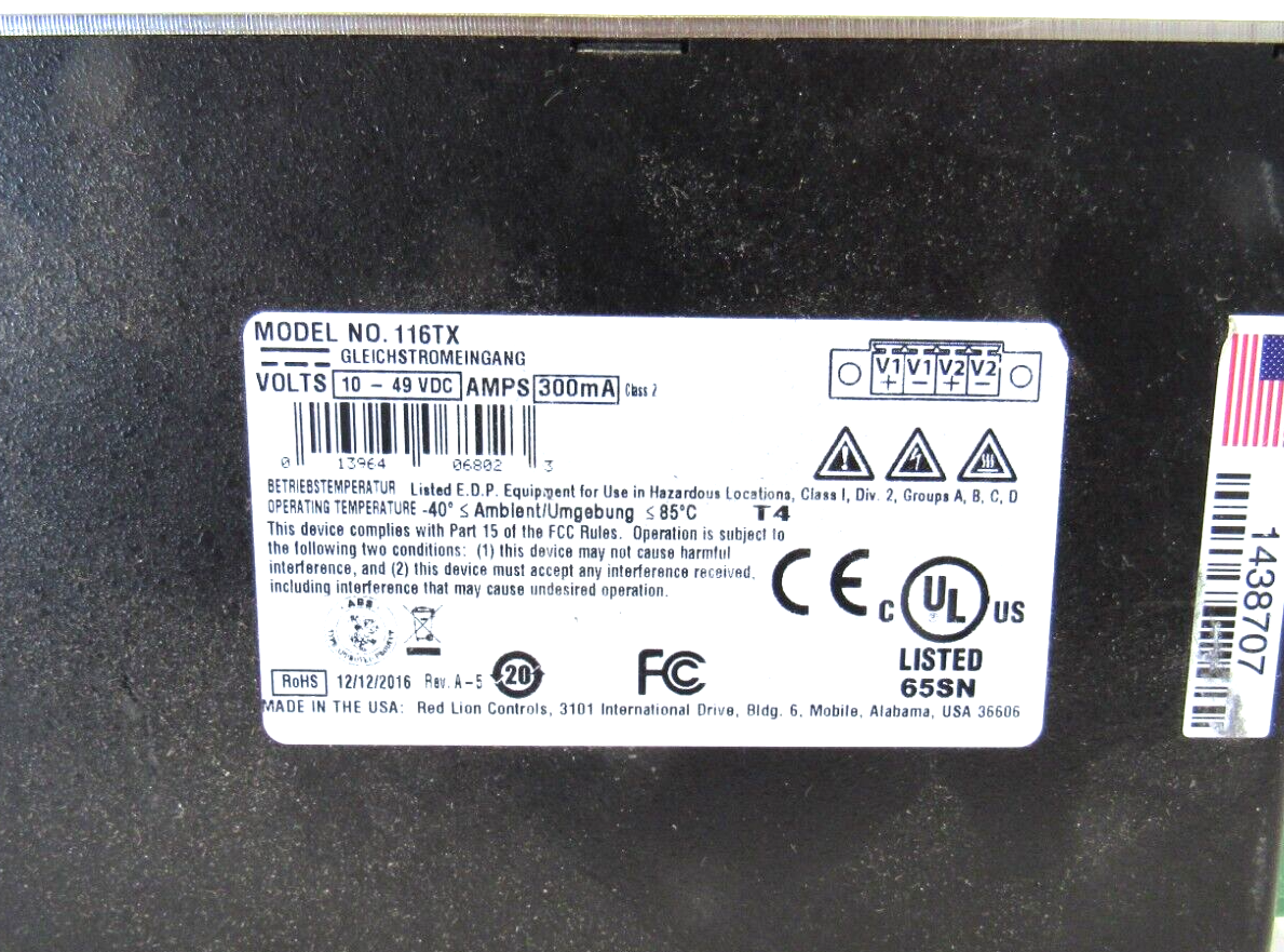 NEW RED LION CONTROLS N-TRON 116TX ETHERNET SWITCH - SB Industrial ...