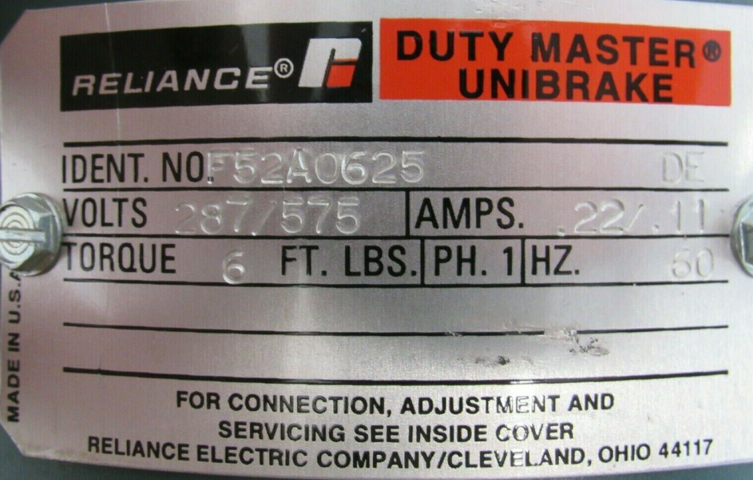 NEW RELIANCE ELECTRIC F52A0625 MOTOR BRAKE - SB Industrial Supply, Inc.