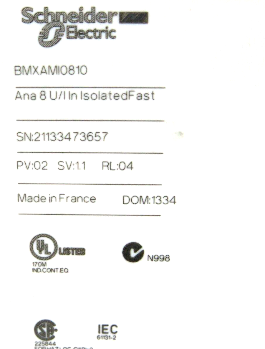 NEW SCHNEIDER ELECTRIC BMXAMI0810 ANALOG INPUT MODULE - SB Industrial ...