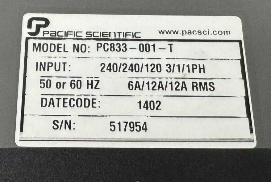 USED PACIFIC SCIENTIFIC PC833-001-T SERVO DRIVE PC800 - SB Industrial ...