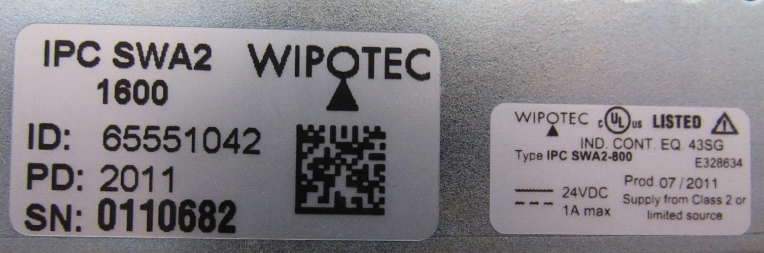 USED WIPOTEC IPC SWA2 1600 INDUSTRIAL COMPUTER 65551042 IPCSWA21600 ...